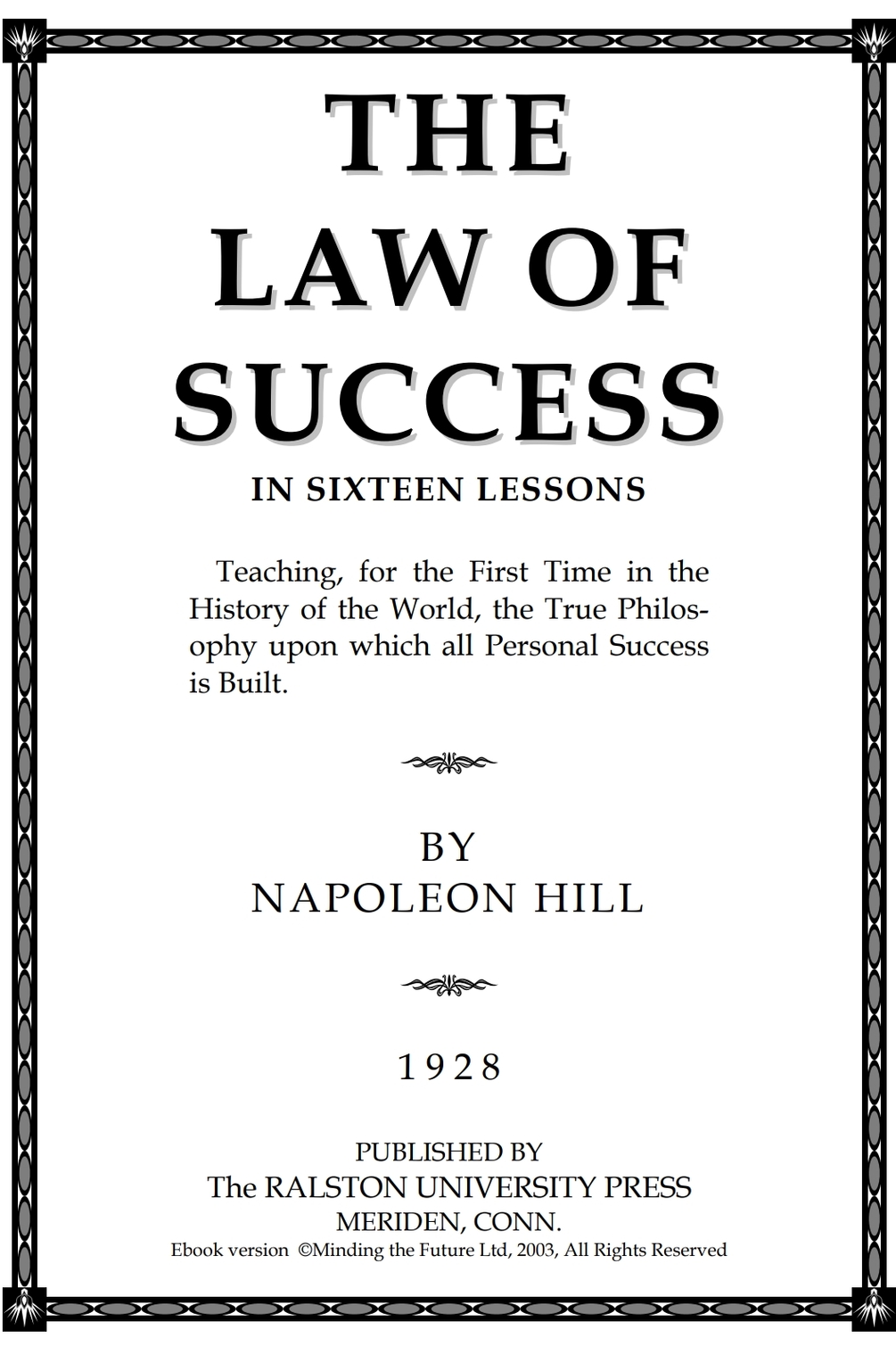 THE LAW OF SUCCESS