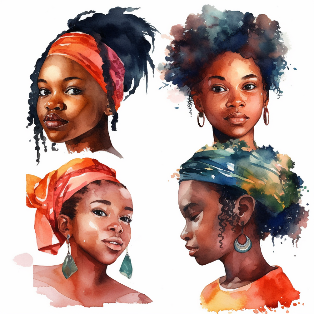 Afro PNG 300 dpi high resolution Watercolor art Designs