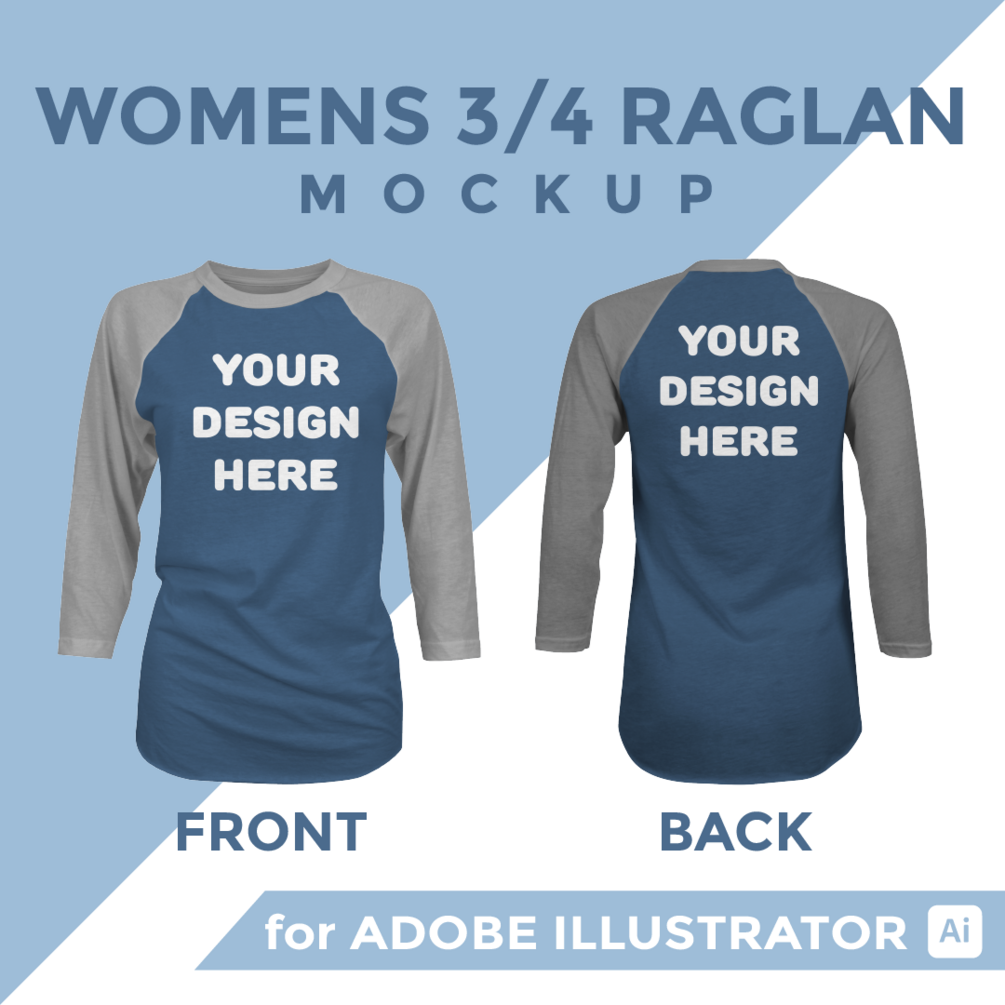 Women's 3/4 Raglan Mockup👕 FOR ADOBE ILLUSTRATOR