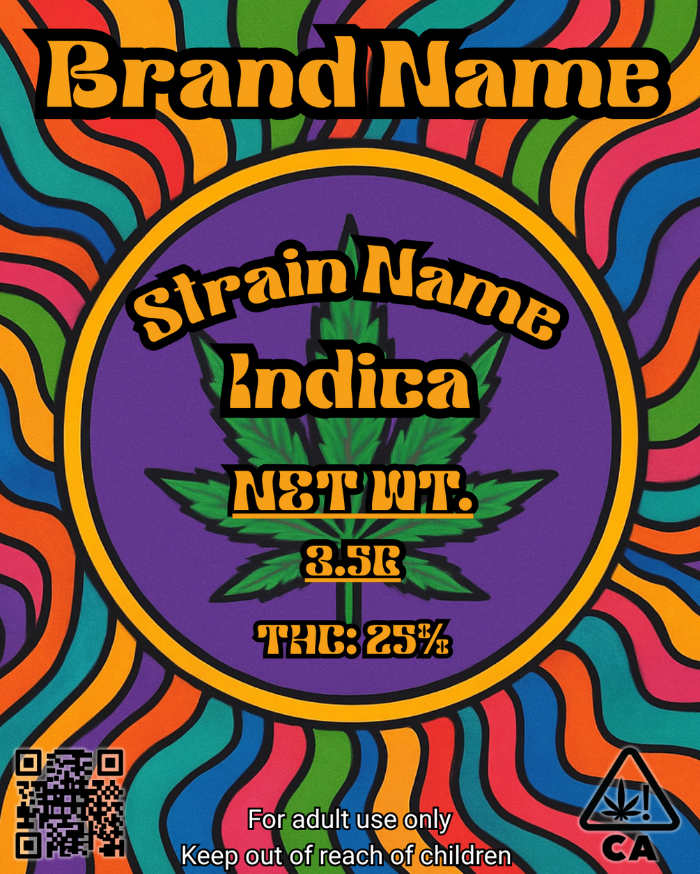 Free Editable Weed Label Template – Trippy, Colorful, Customizable