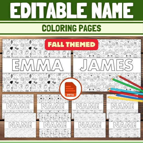 Editable student name coloring pages | Personalized student Name Fall ...