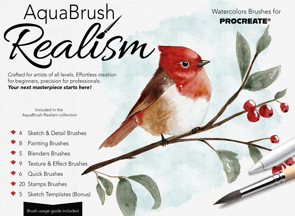 Watercolor Procreate Brushes AquaBrush Realism