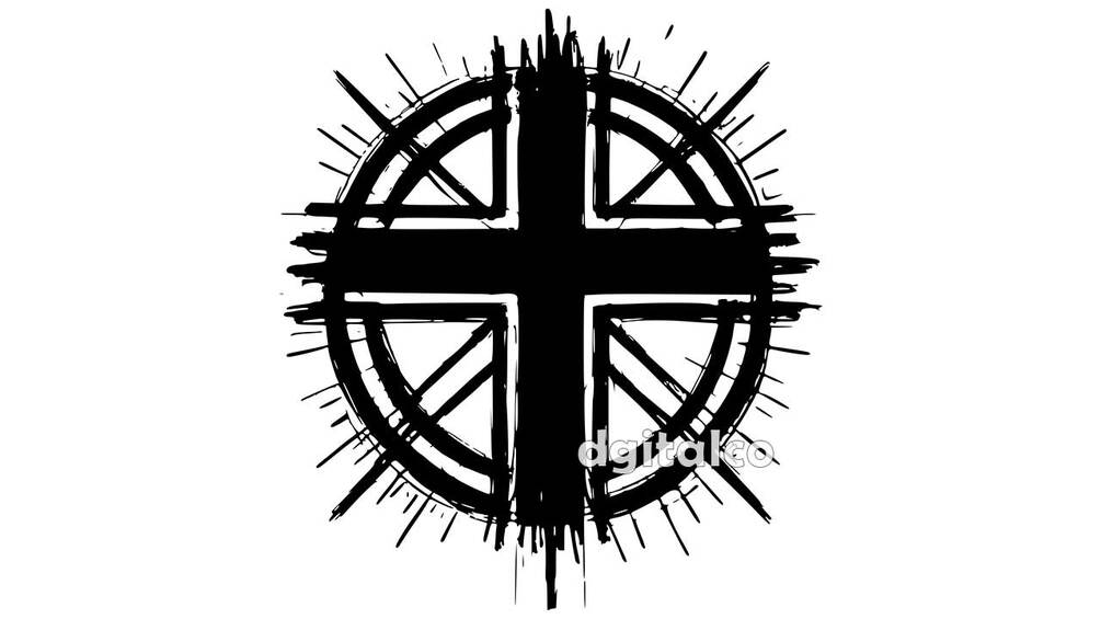 Punk Ink Cross Vector: Raw Rebellion in Every Stroke!