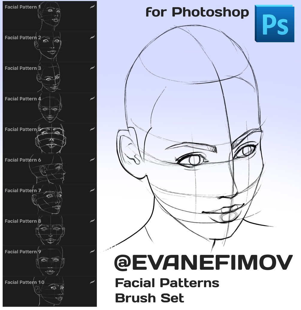 facial patterns brush set for photoshop