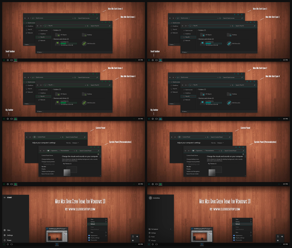 Max Mix Dark Cyan and Green Theme For Windows10