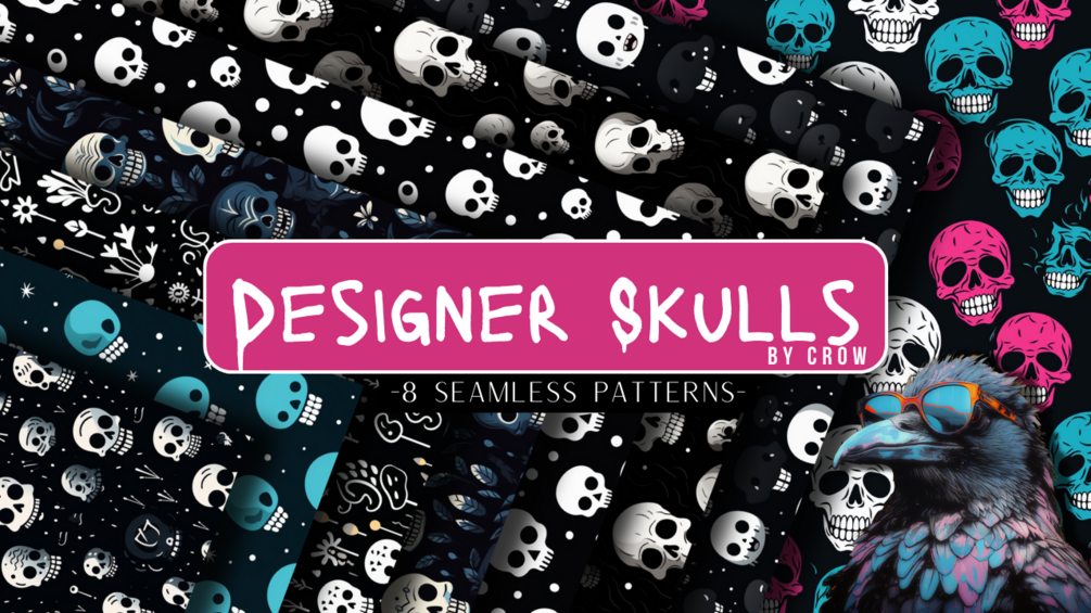 Modern Designer Skulls Digital Paper Pack | Seamless Patterns ...