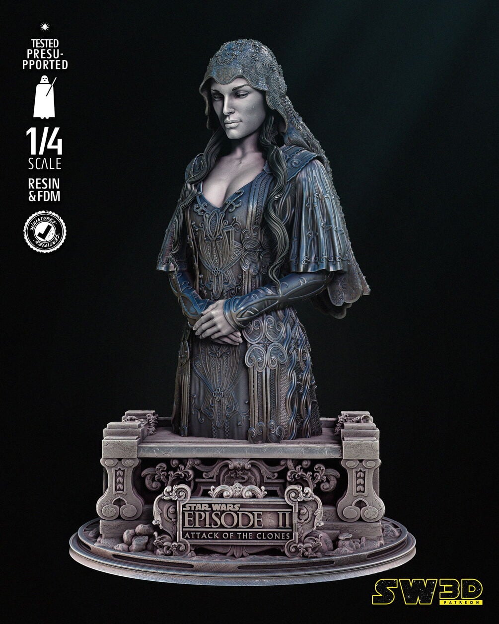 Padme Bust - Star Wars 3D Models - Tested and Ready for 3D printing