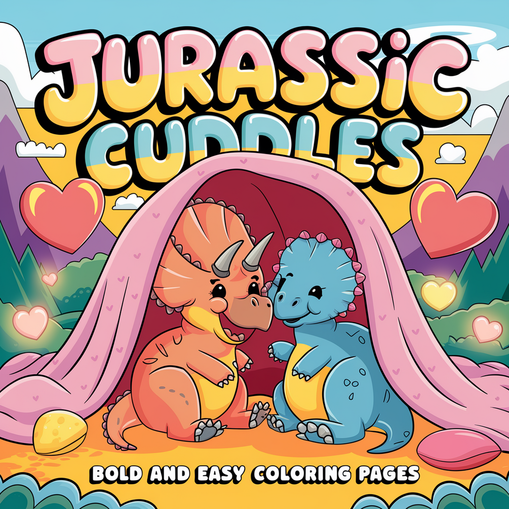Jurassic Cuddles Dinosaur Coloring Book for Kids: 50 Bold & Easy ...