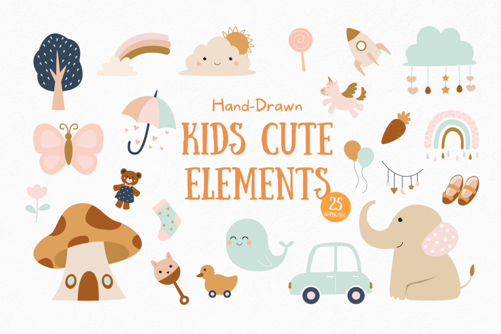 Hand-Drawn Kids Cute Elements