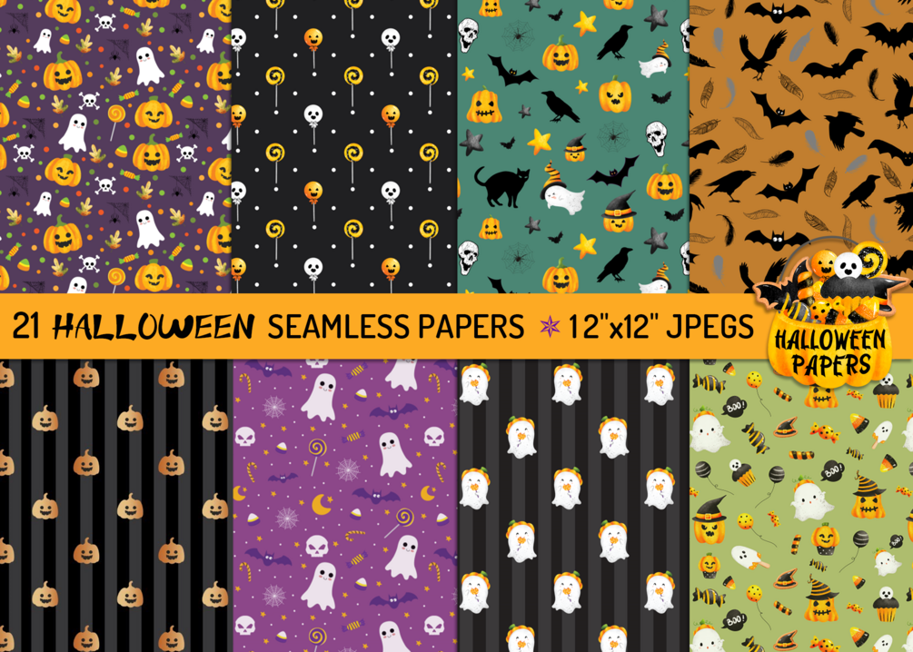 Halloween Digital Paper, Trick or Treat Scrapbook Papers, Boo Wallpaper ...