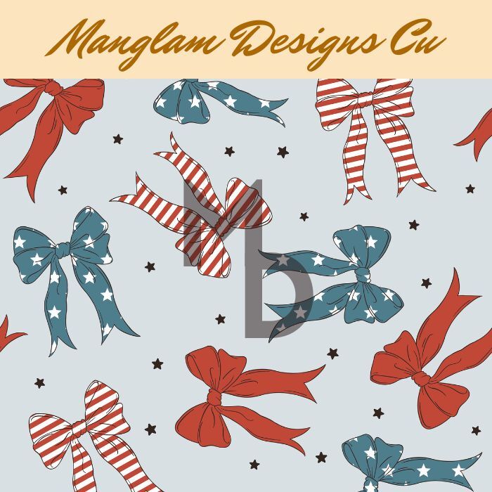 Coquette Bows seamless repeat pattern, USA independence, Red Blue White ...