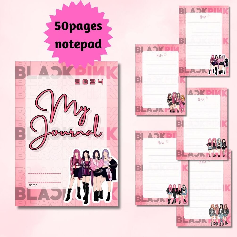 BlackPink Notepad Paper / Can edit thru canva