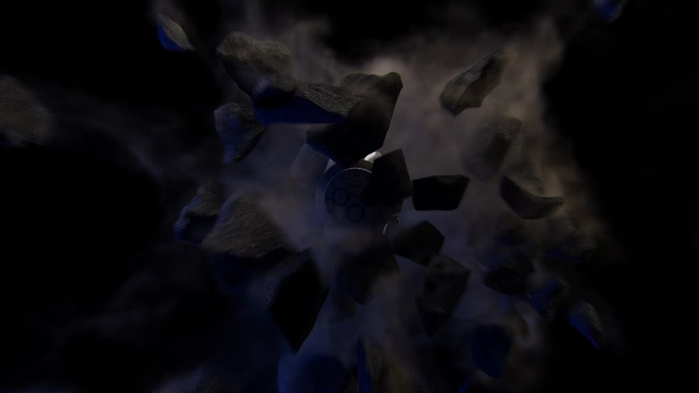 Houdini RBD fracture + Smoke simulation