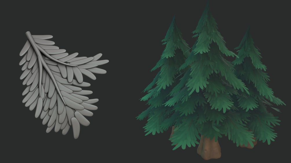 Stylized Pine Tree For Games 3D Art / Tutorial