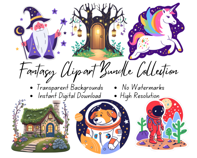 Fantasy Clipart Bundle Collection | 12x12 Inches | High-Resolution ...