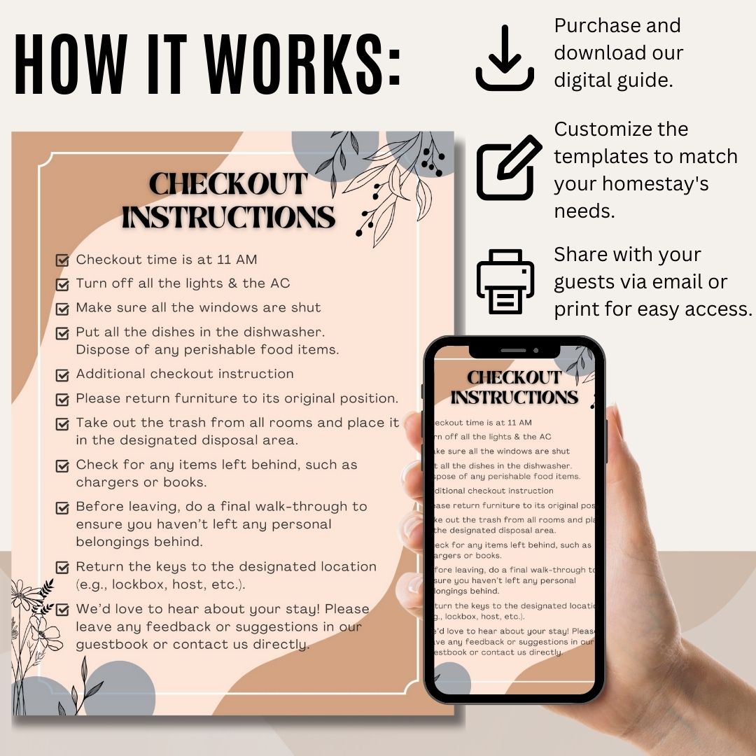 Airbnb Guide Checkout Instructions Printable