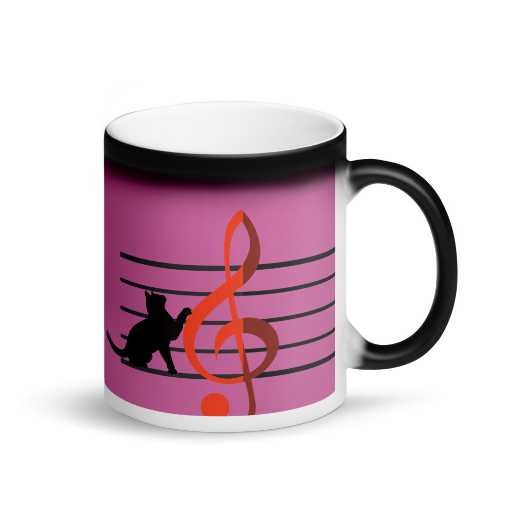 Cat Coffee Mug Musical Cat Treble Clef Mug Music Note Gifts Coffee Mug