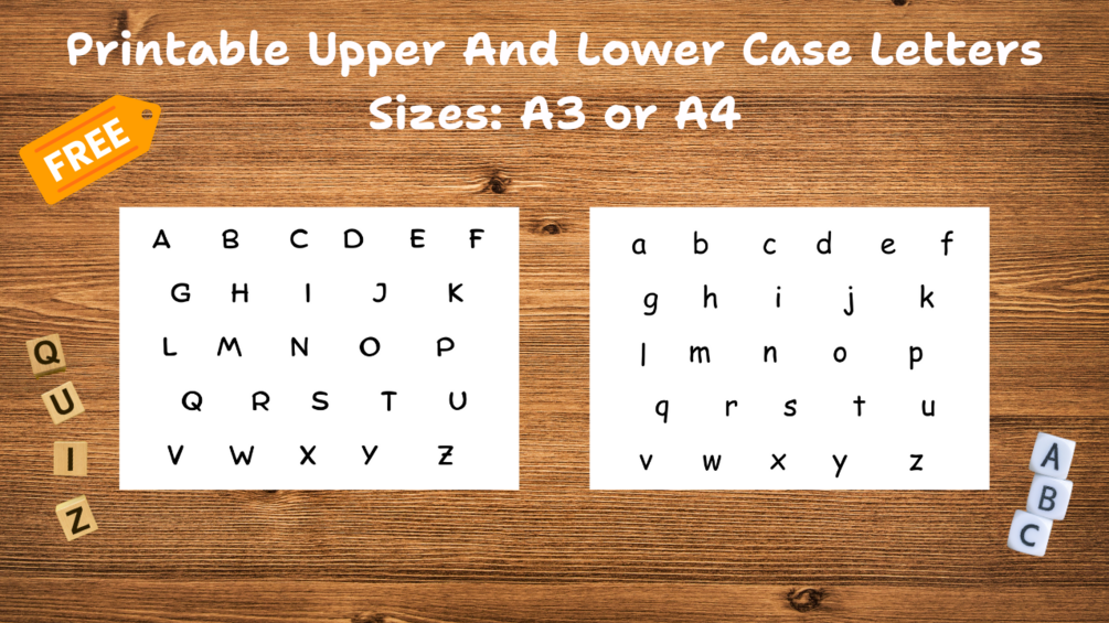 Free Printable Alphabet: Upper And Lower, size: A3 or A4