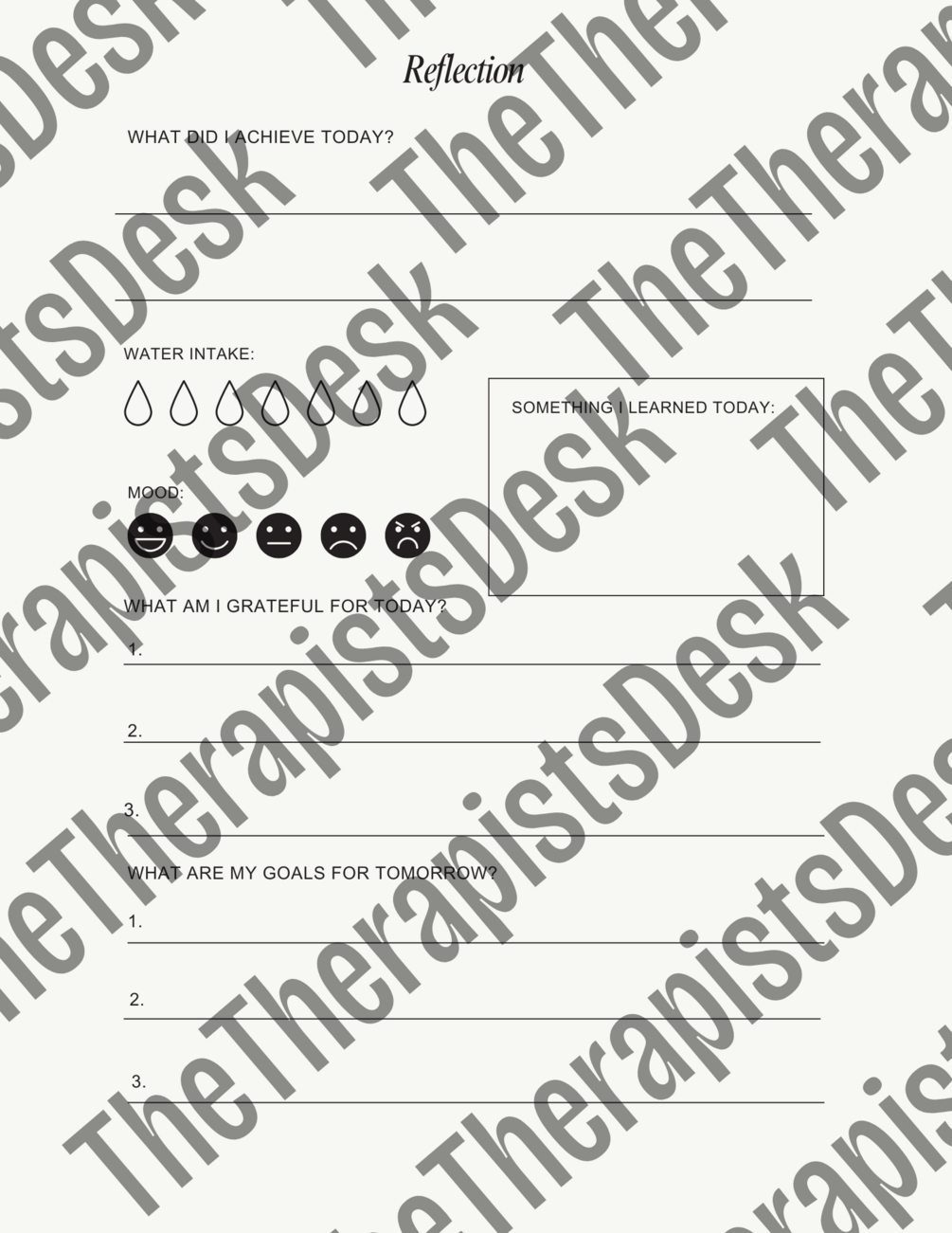 Daily Reflection Journal Page – Wellness & Growth Worksheet