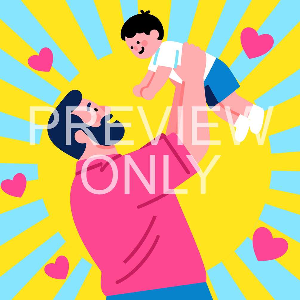 Manually hand traced vector illustration of a father and son, perfect ...