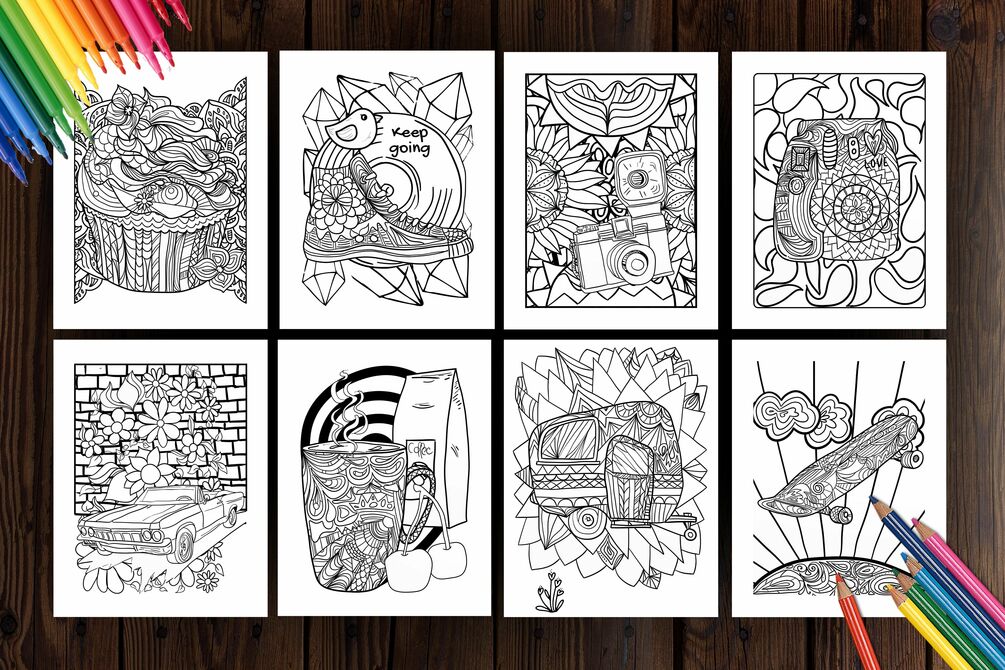 Get This 8 Printable Retro Mandala Adult Coloring Pages, Instant ...