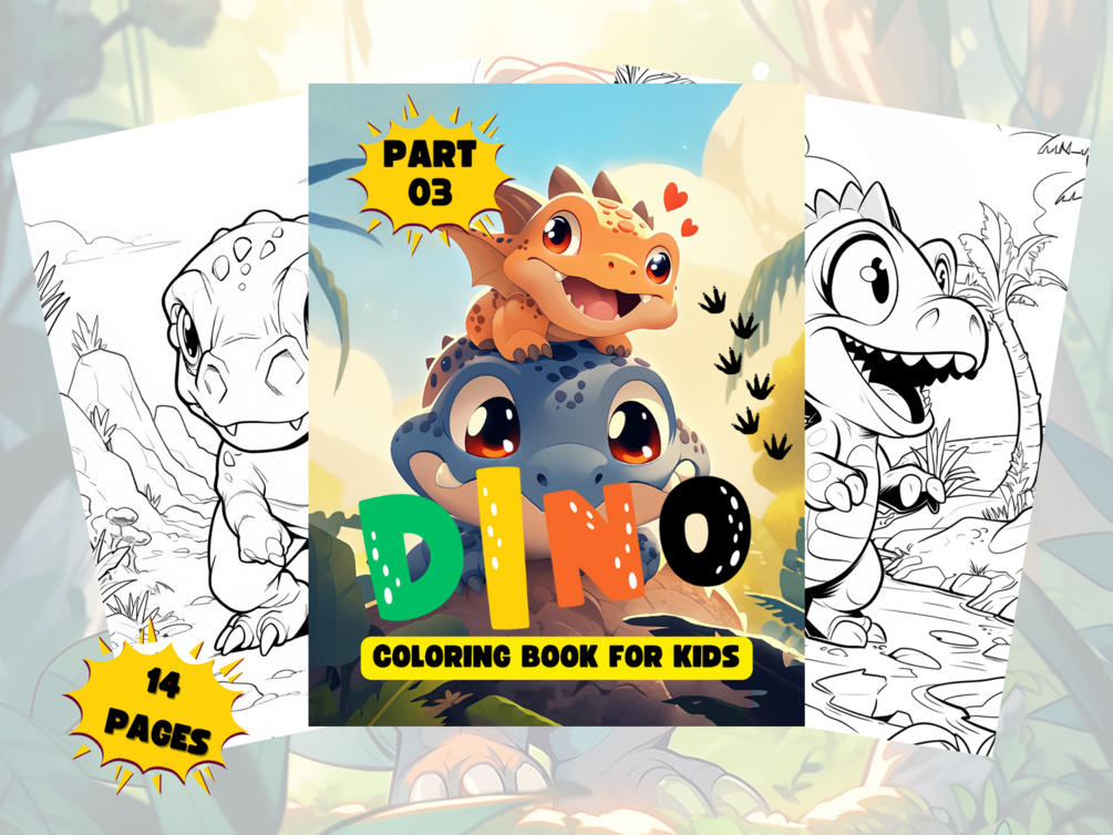 DINO - Cute Dinosaurs - Coloring Book for Kids /Part 03