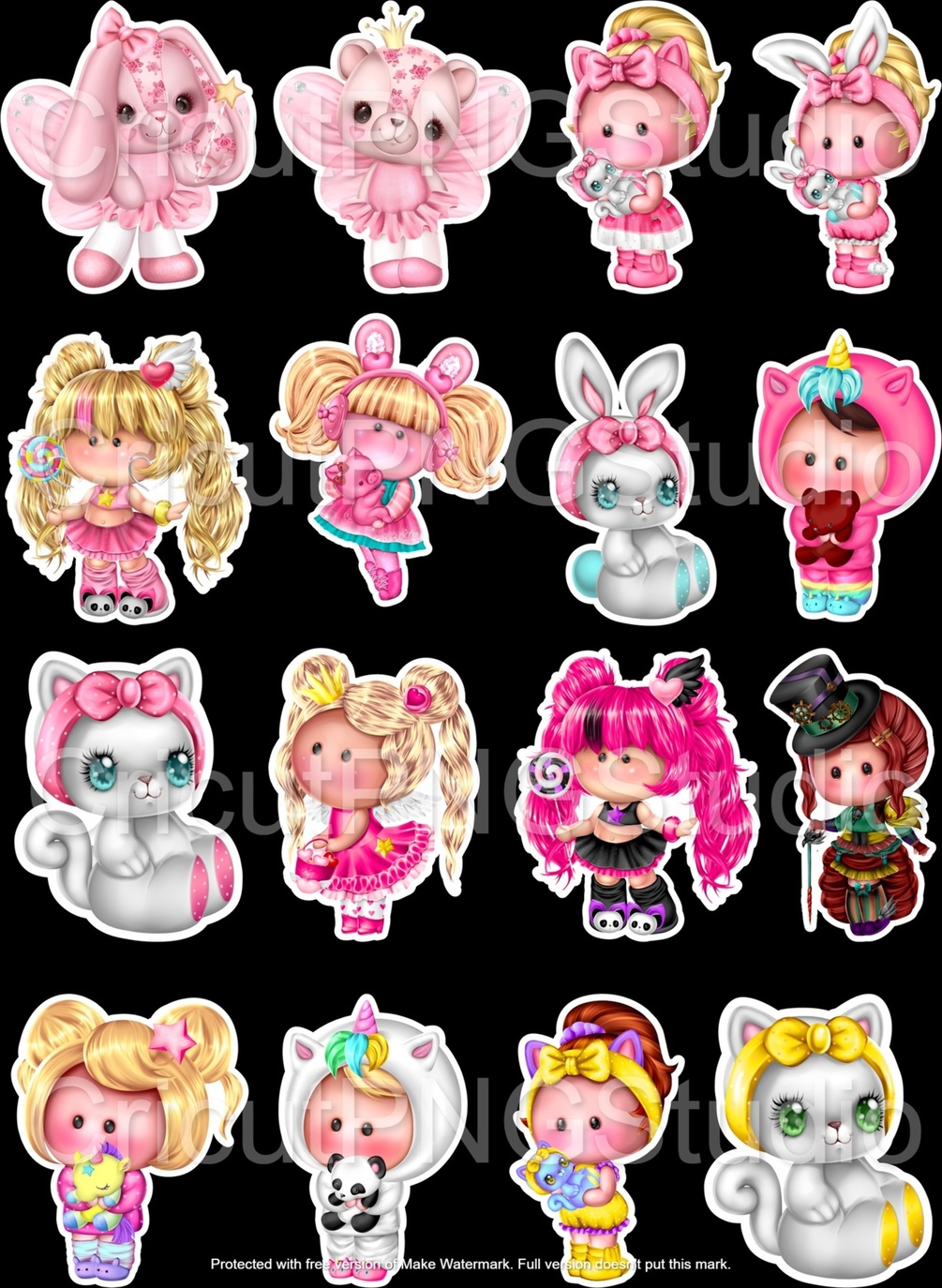 Cute Girls PNG file for Sticker Making 1