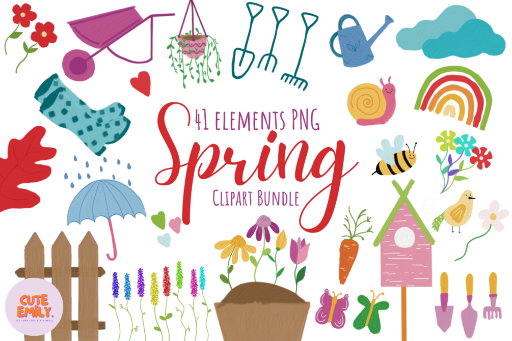 Spring Garden Clipart Bundle