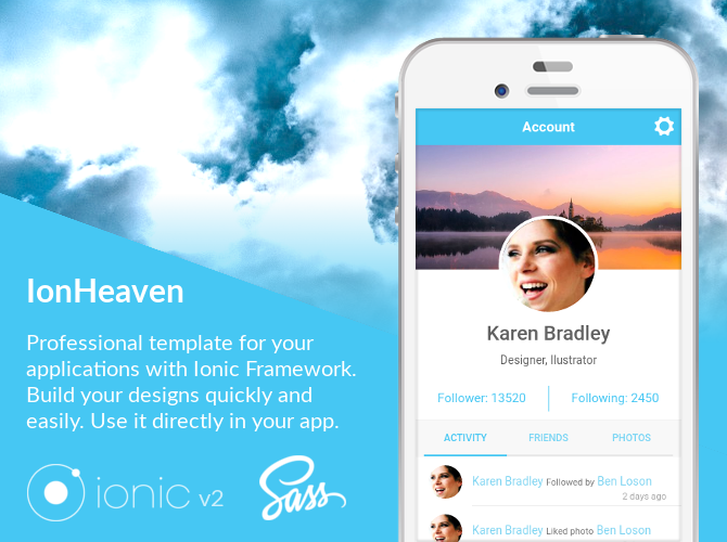 ionHeaven v2 - A beautiful theme for Ionic apps