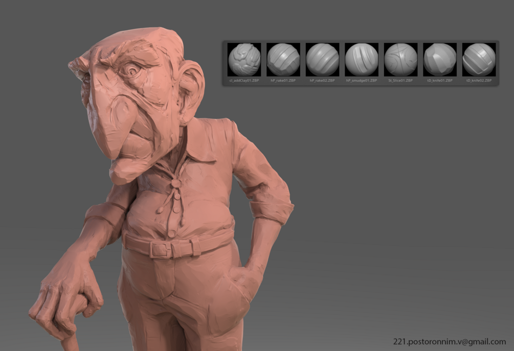 Traditional clay brushes pack for Zbrush