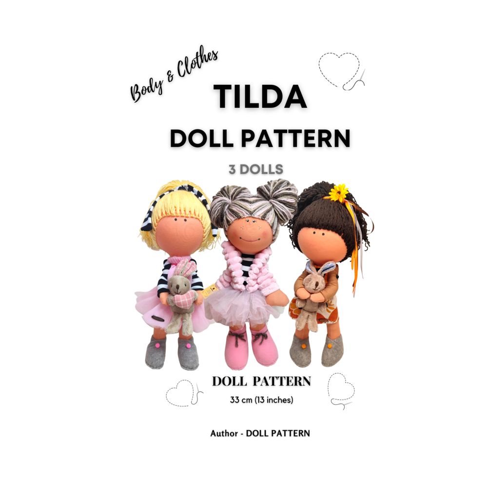 Bundle 3 Tilda Doll Patterns for Body and Clothes, size 33 cm (13 inches)- PDF Pattern Instant ...