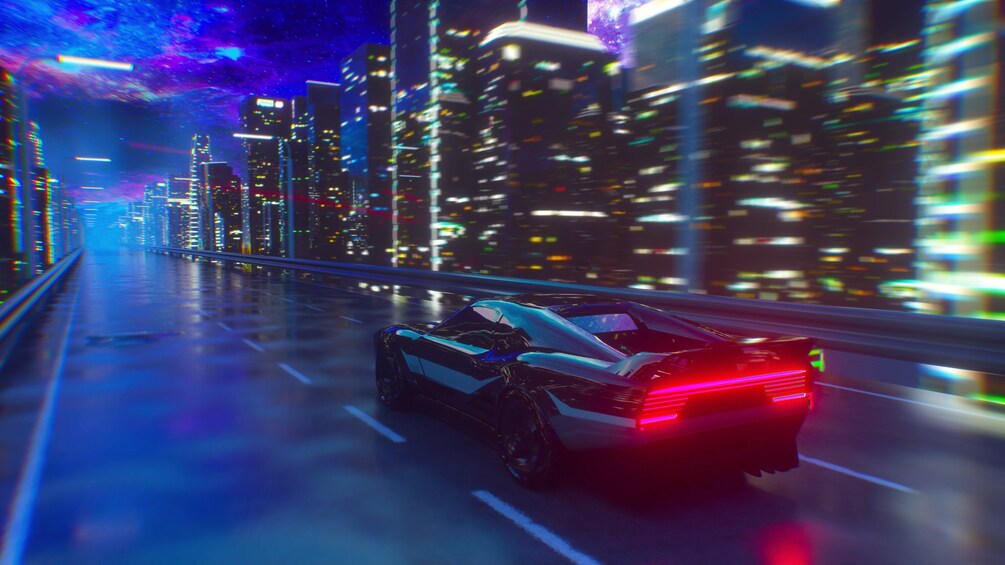 4K VJ Loop - Futuristic Cyberpunk Synthwave Retro Car Loop