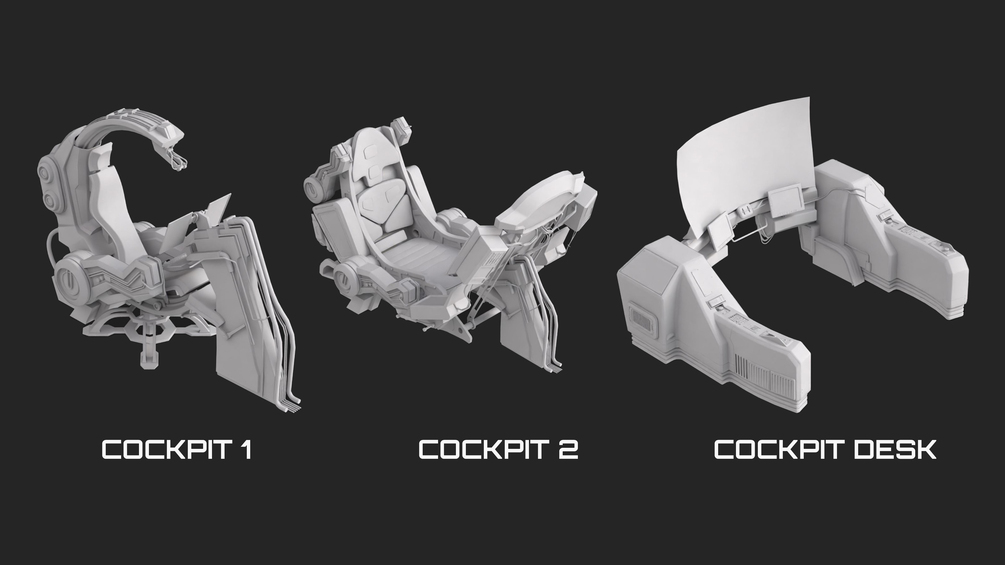Game ready cockpit models pack with clean UV's