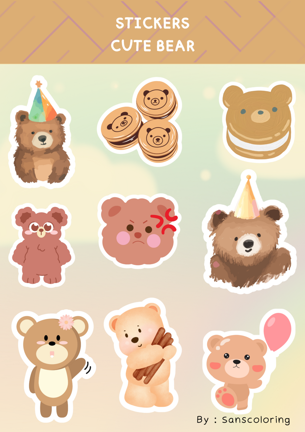 Cute Bear Stickers Printable
