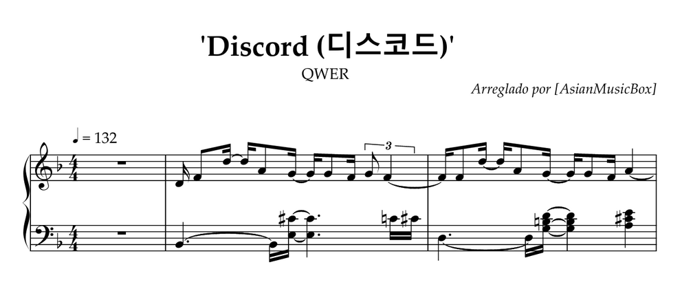 QWER - 'Discord (디스코드)' | Piano Sheet Music / MIDI / WAV