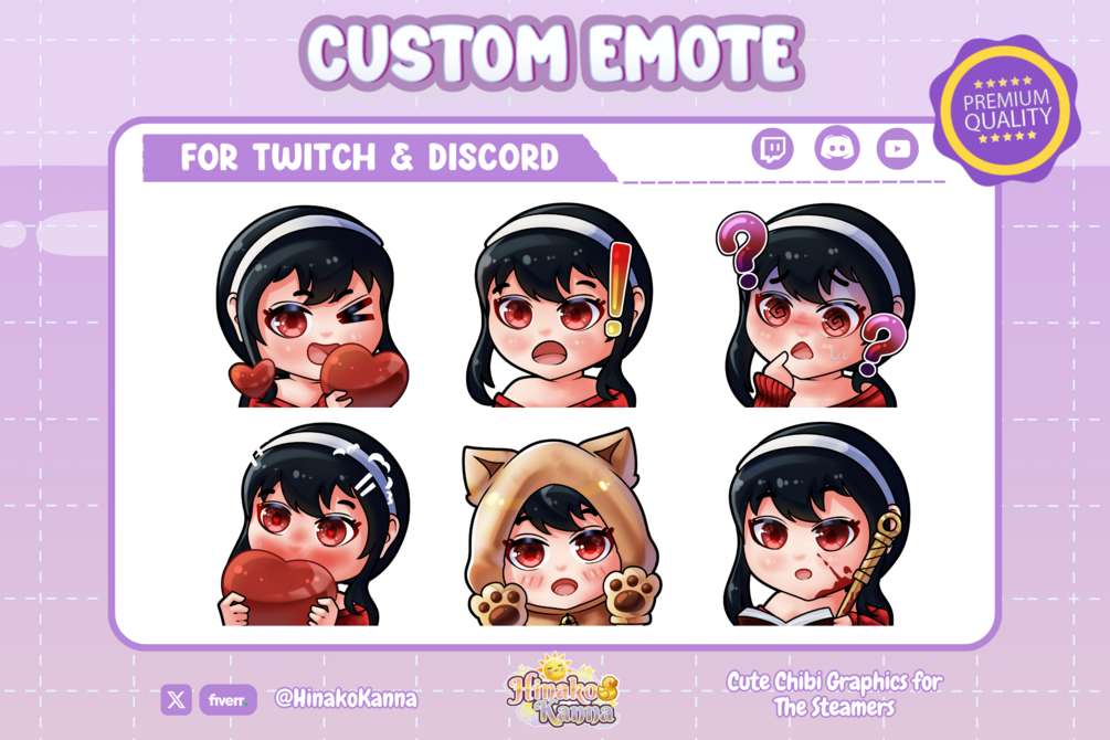 Chibi Custom Emotes and Badges Commission for Kick, Discod, Twitch