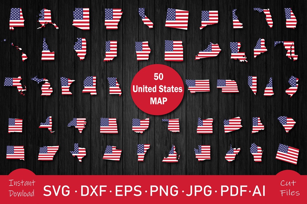50 United States Flag Map Png