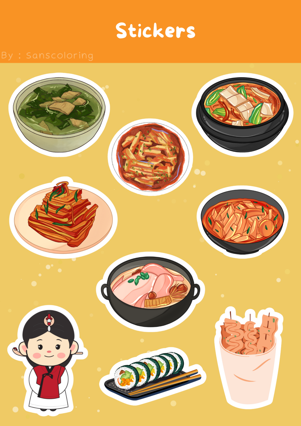 Korean Food Stickers Printable