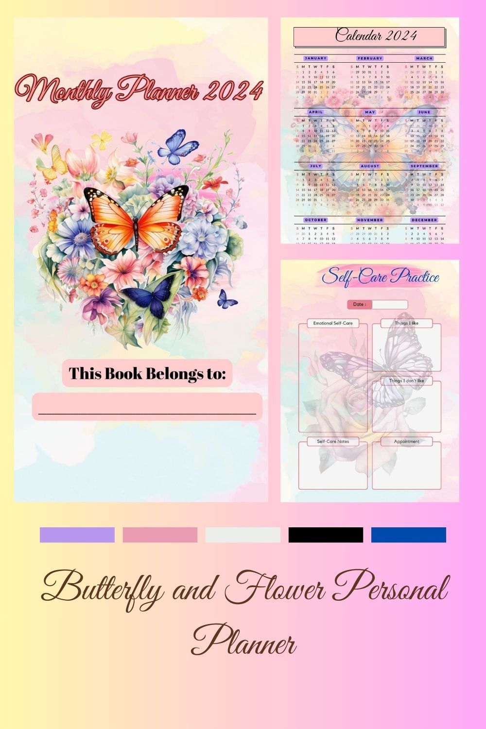 2024 Butterfly and Flowers Personal Planner