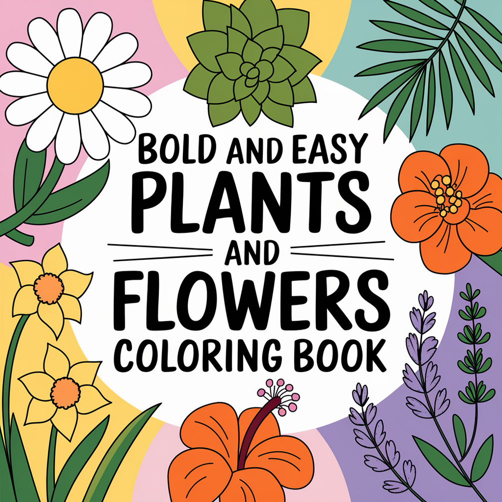 Bold Easy Plants and Flowers Coloring