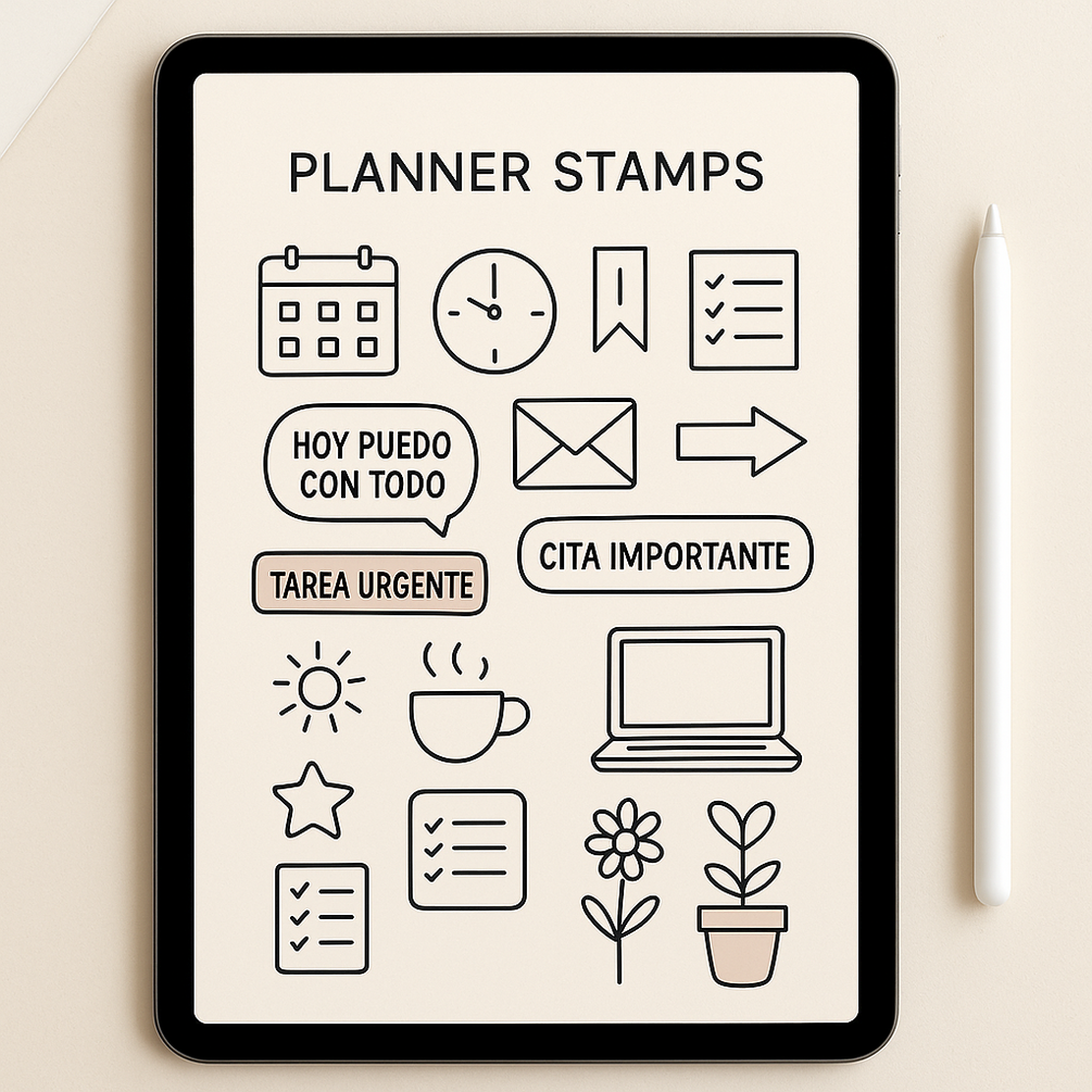 Planner Procreate Stamp Set – 18 Minimalist Planner Brushes + Bonus ...