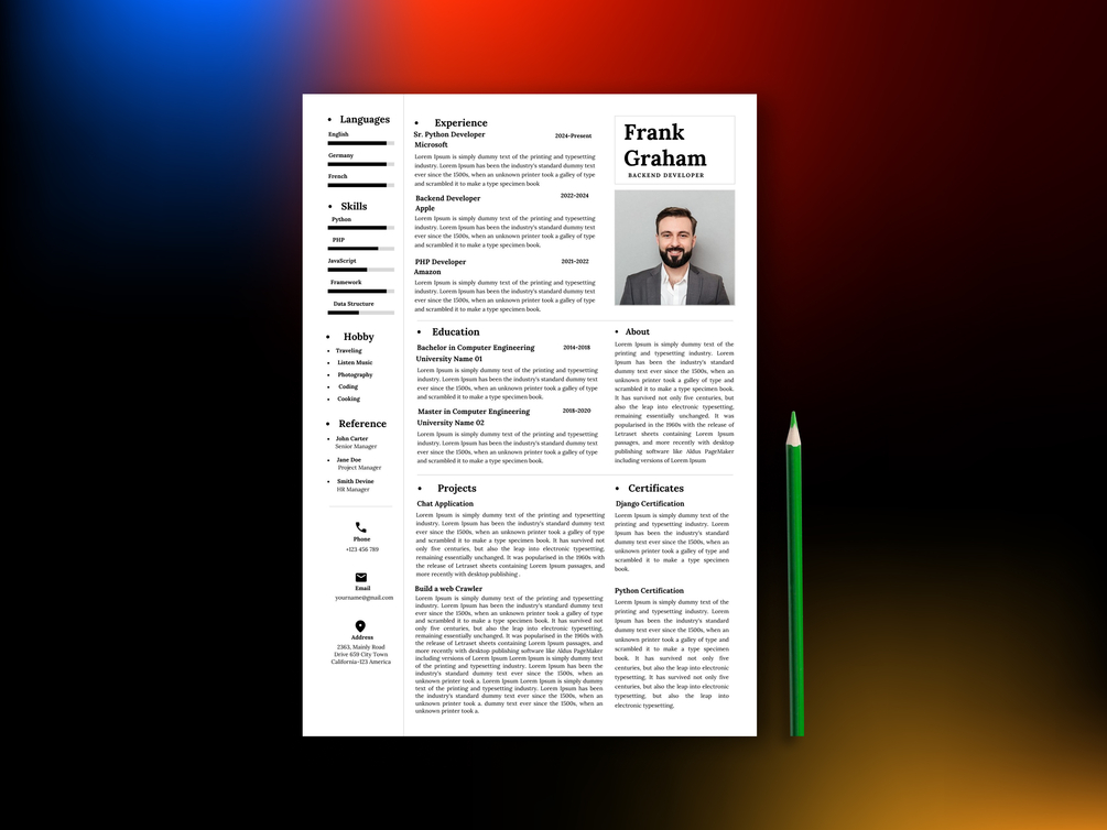 Resume / CV Template - Frank Graham
