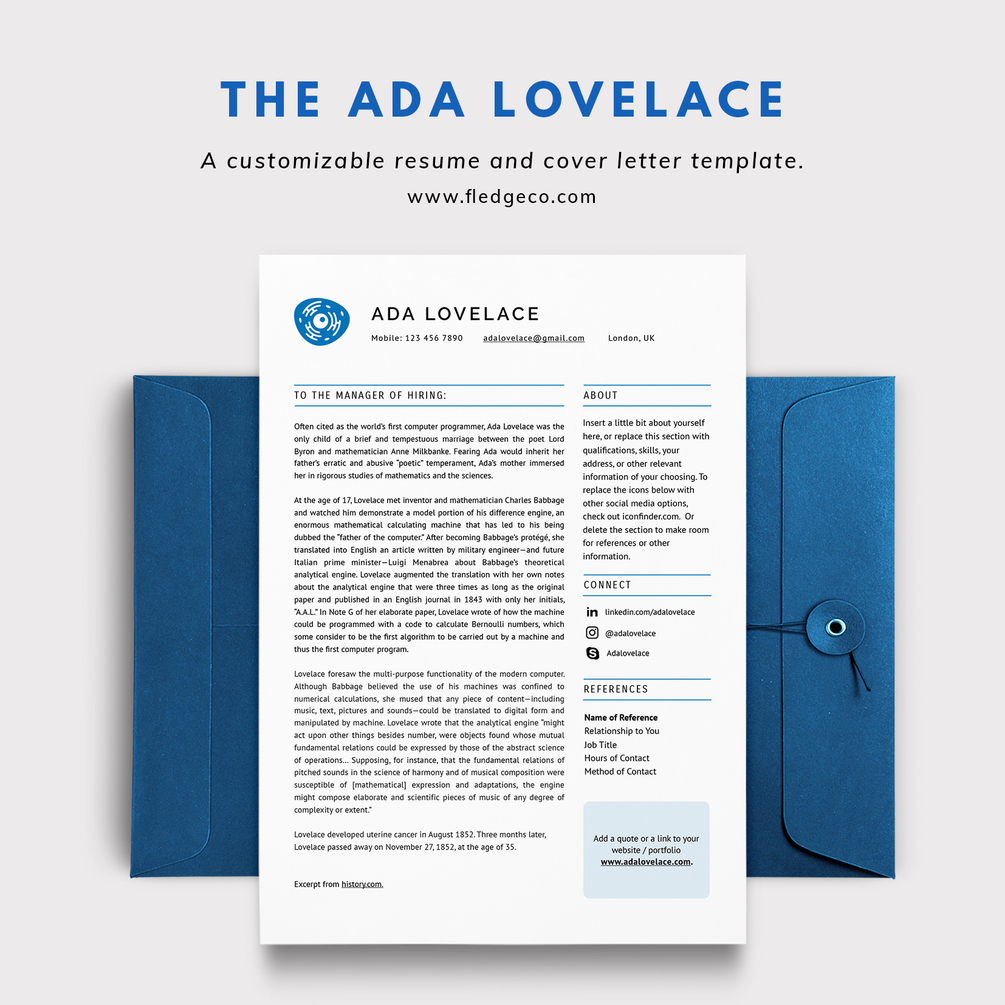 The Ada Lovelace Resume & Cover Letter