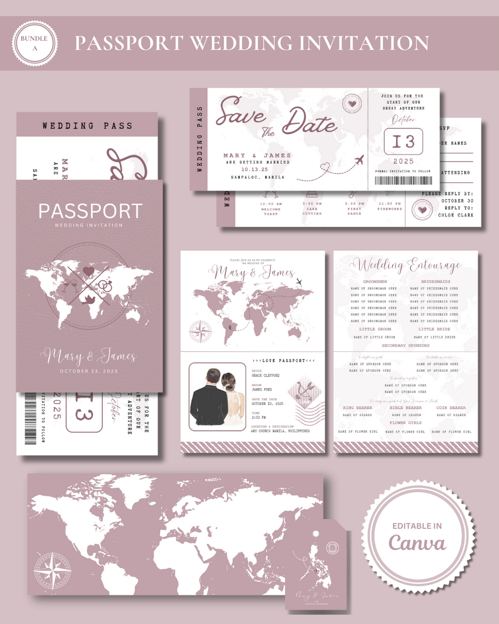 BUNDLE A: Destination Wedding Invitation, Boarding Pass Invitation ...