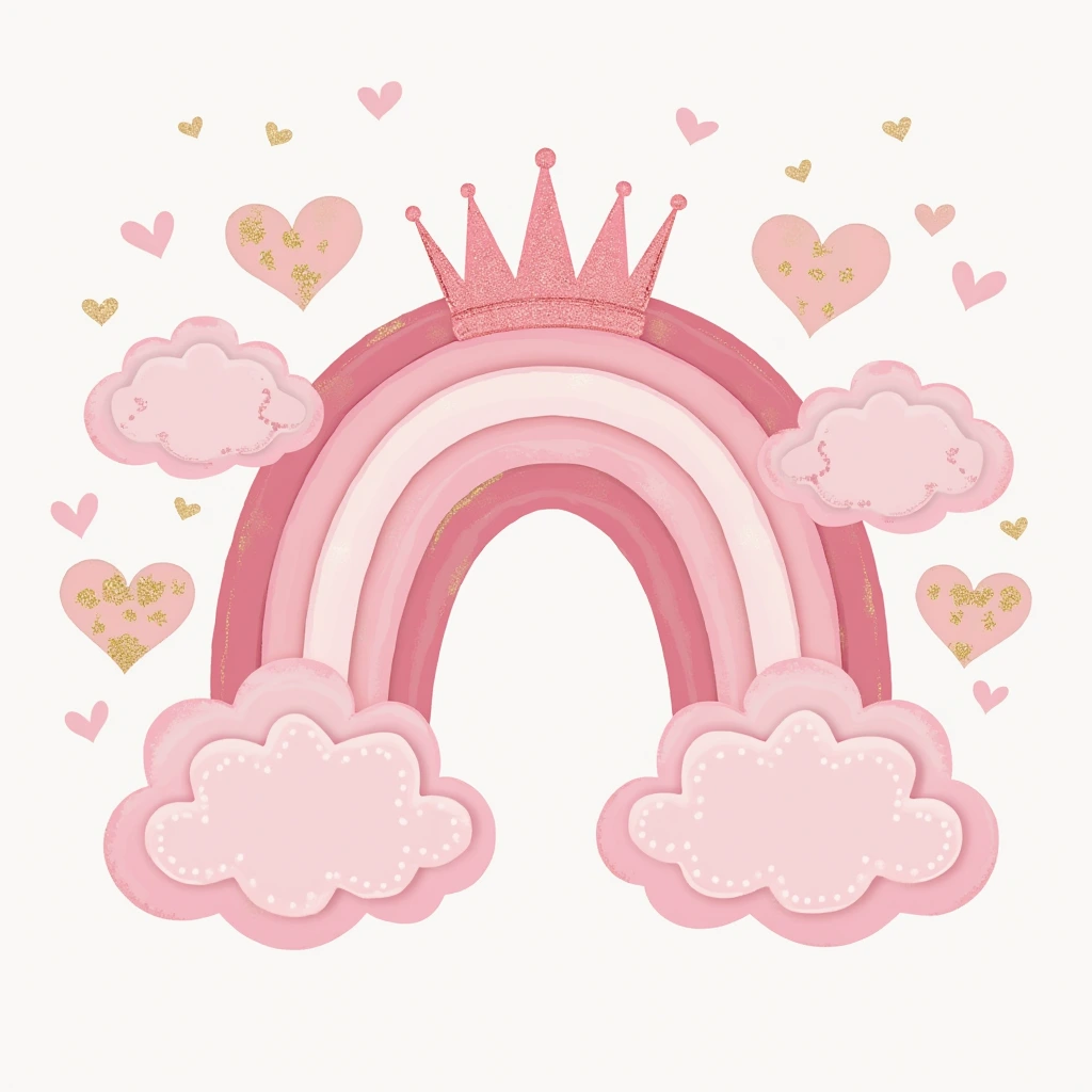 Soft Pink Rainbow with Princess Crown – Printable Art & Cookie Design