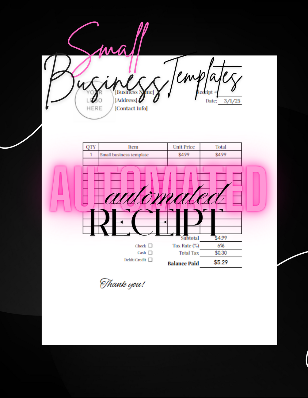 Effortless Receipt Template. Auto-Updated Balances & Tax Calculations ...