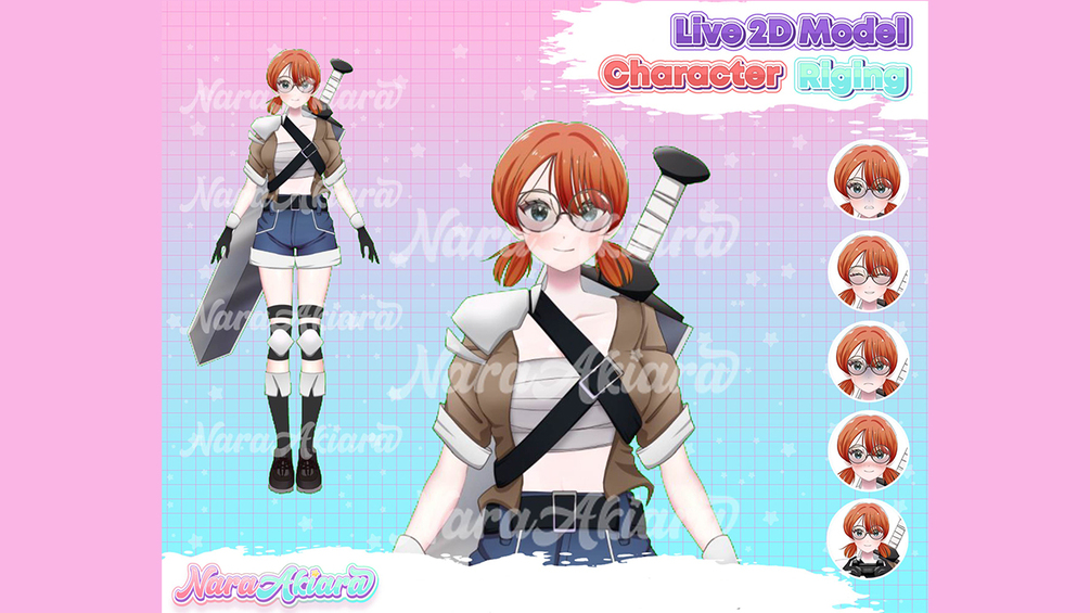 Vtuber Model and Rigging Anime Girl Sword Girl 2 Premade, Live2d ready ...