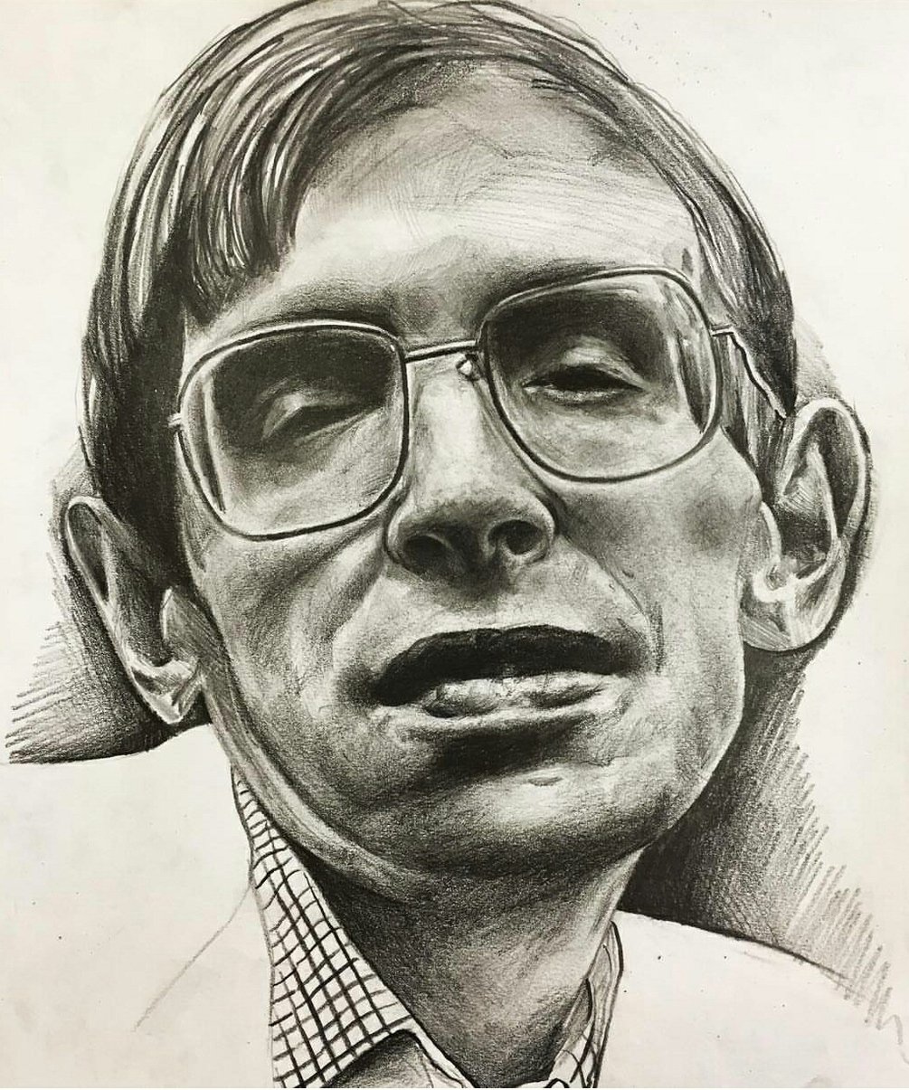 Original Stephen Hawking Portrait, Graphite