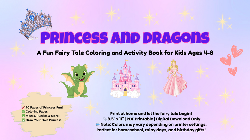 Princess and Dragons Coloring & Activity Book