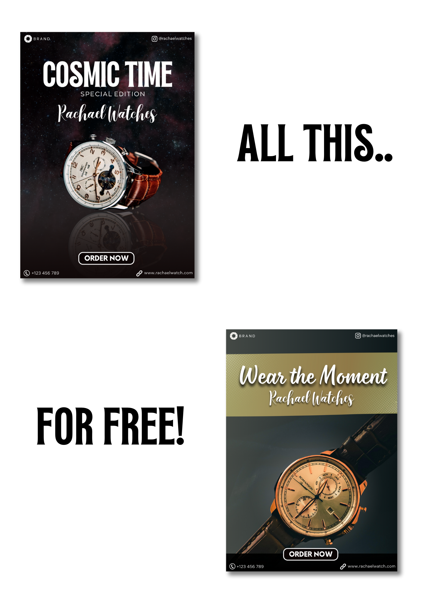 Pack of 4 Aesthetic Watch Brand Flyer Canva Templates